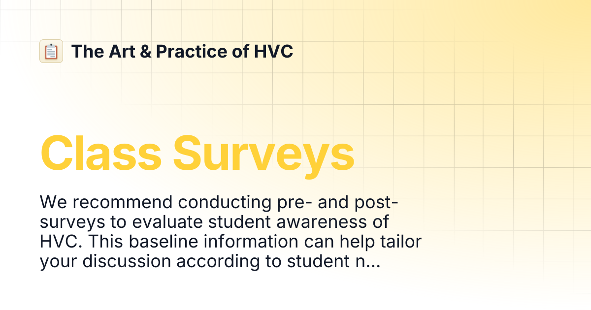 Class Surveys | The Art & Practice of HVC
